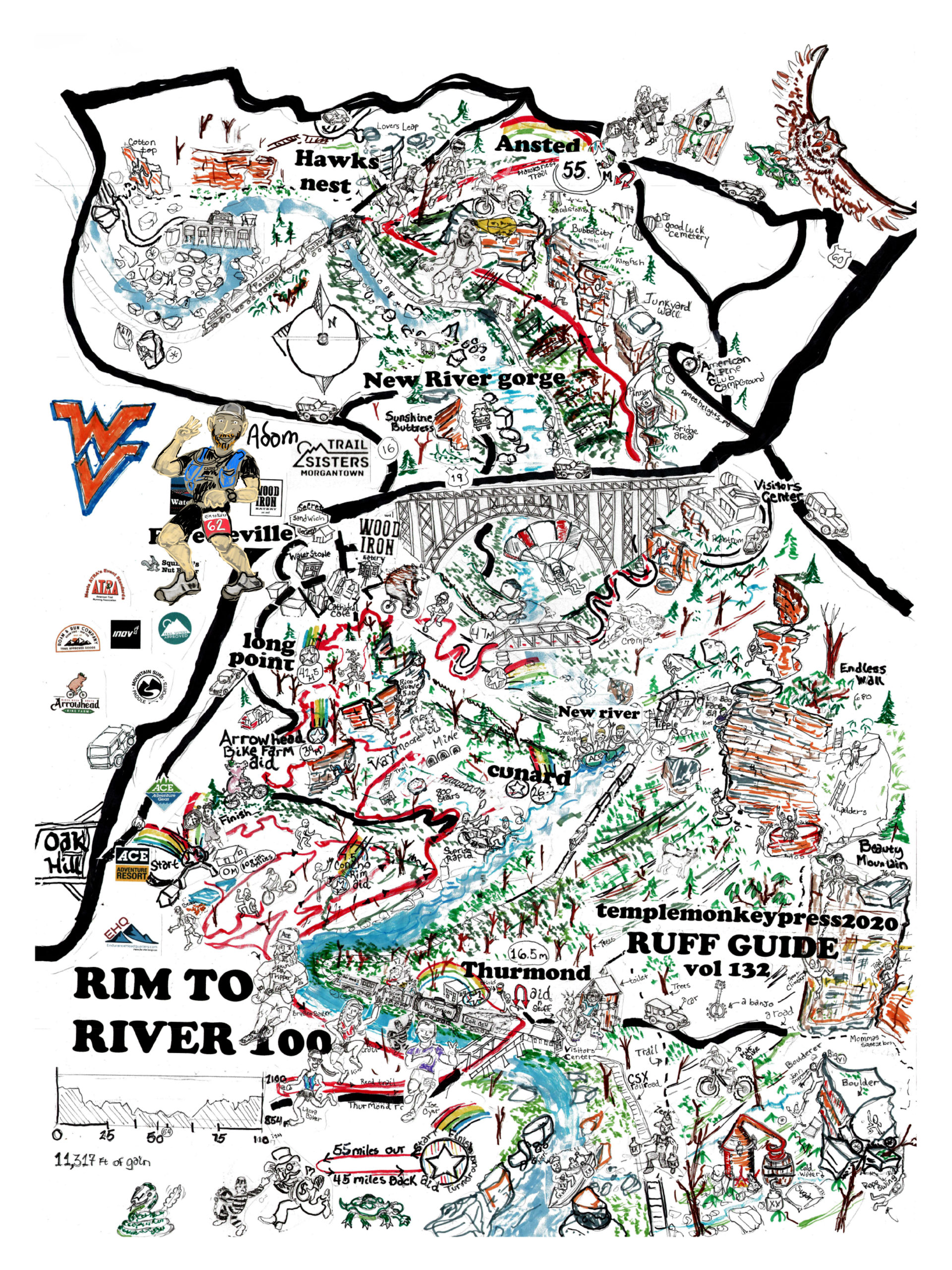 Rim to River 100 (Fayetteville, WV) – Ruff Guide Map – Ruff Guide Maps